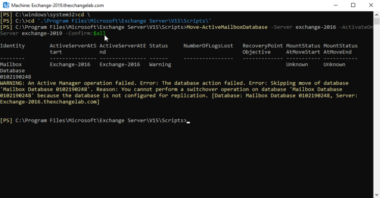 Exchange 2019 - Move mailbox database with the built-in scripts - Everything-PowerShell
