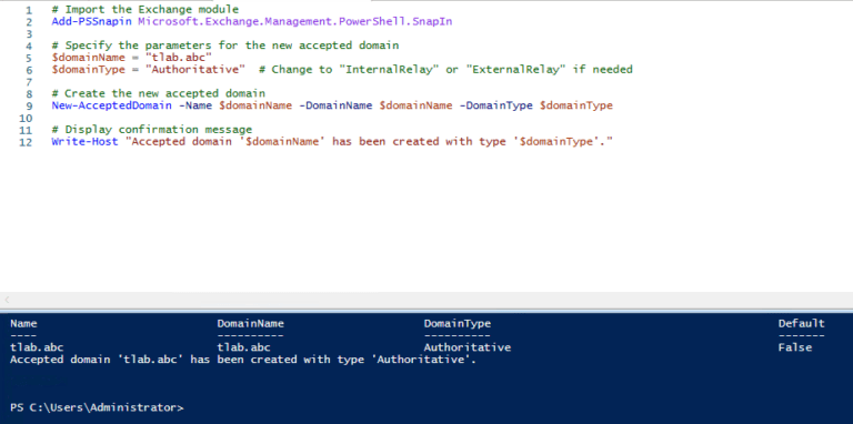 Exchange 2019:- Add an Accepted Domain with PowerShell